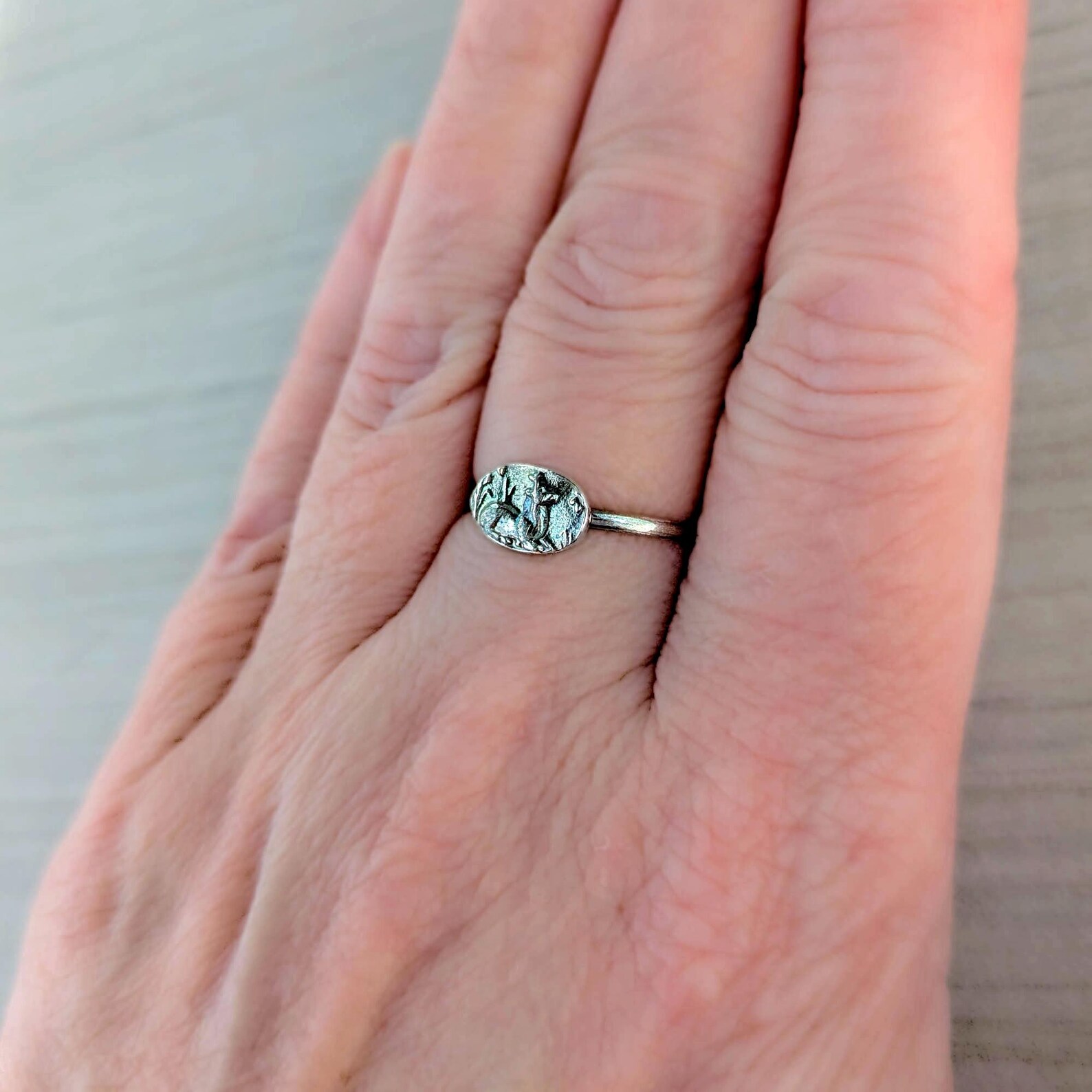 Sterling Silver Stag Ring: Petite Woodland Scene, Nature Jewelry - Etsy