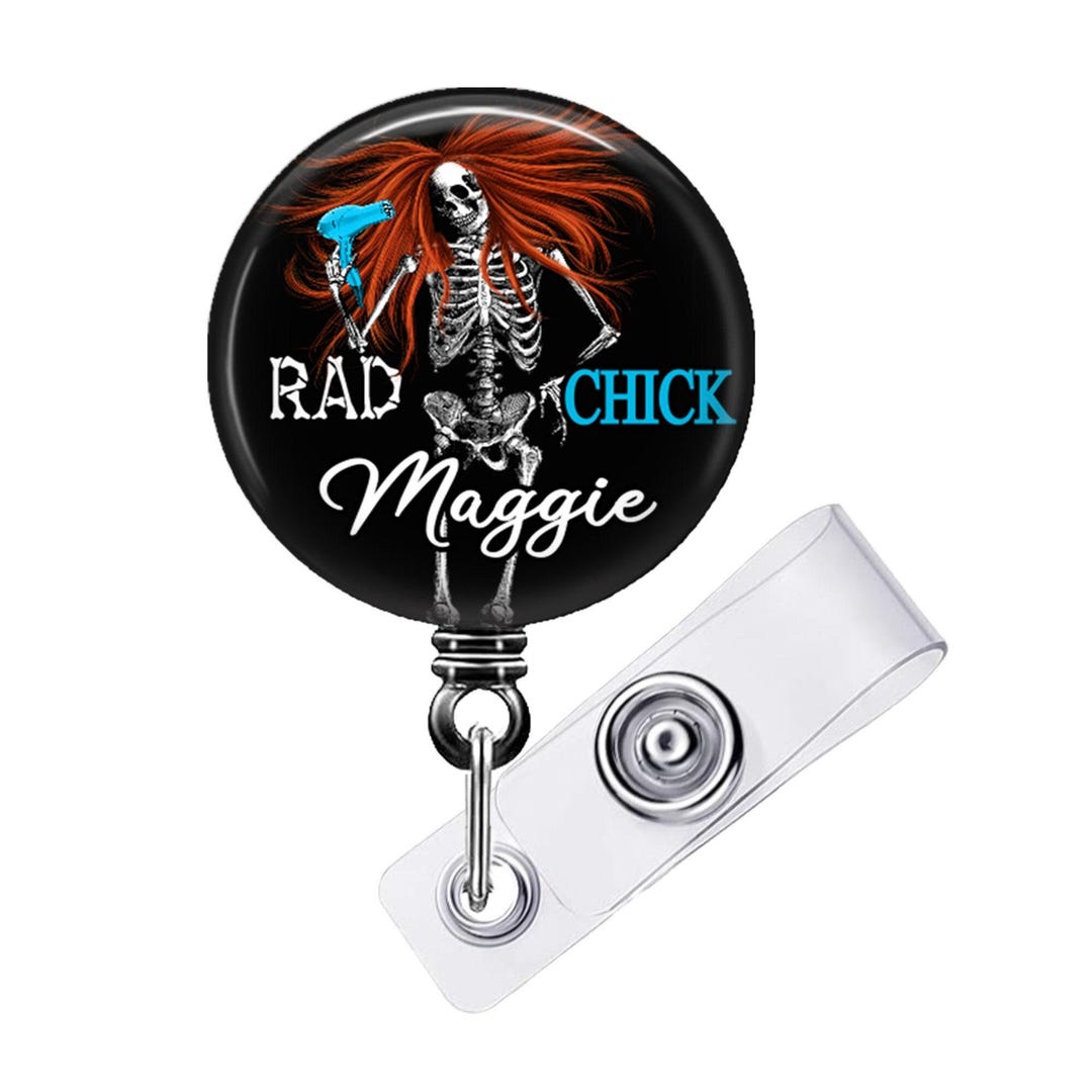 Female Rad Tech Badge Reel: Personalized Xray Skeleton Retractable Id ...