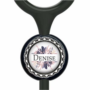 Pink and Gray Stethoscope Name Tag Personalized - Adjustable Floral 2 ...