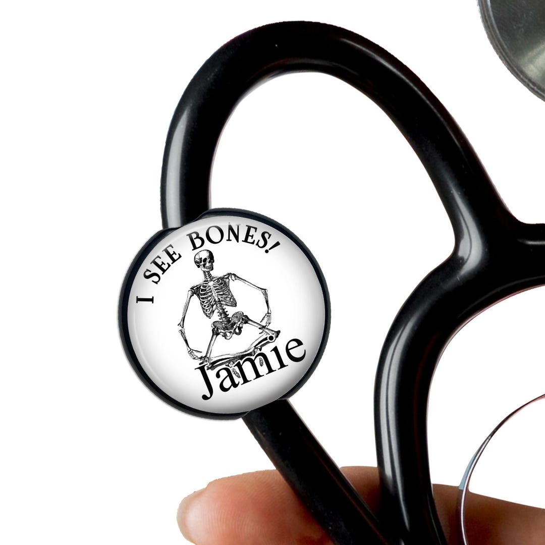 Radiology Stethoscope Name Tag Personalized - Adjustable Skeleton X Ray ...