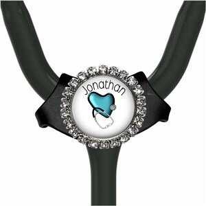 Heart Stethoscope Name Tag Personalized - Adjustable Medical Nurse Yoke ...