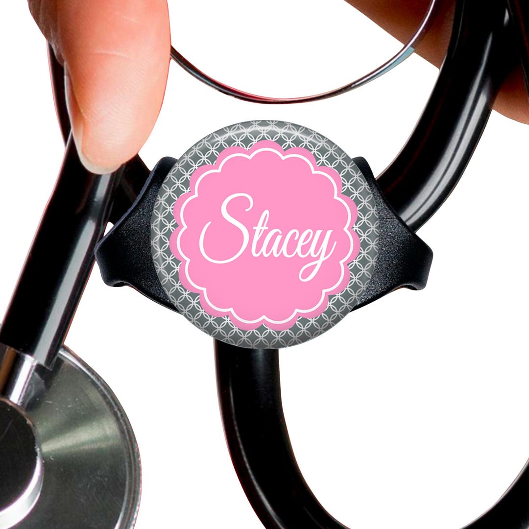 Flower Stethoscope Name Tag Personalized - Adjustable Nurse Yoke ID ...