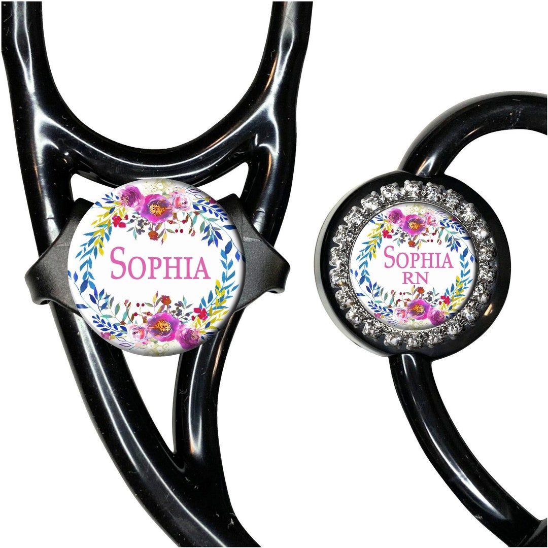 Pink Floral Wreath Stethoscope Tag Adjustable Yoke Steth Id - Etsy