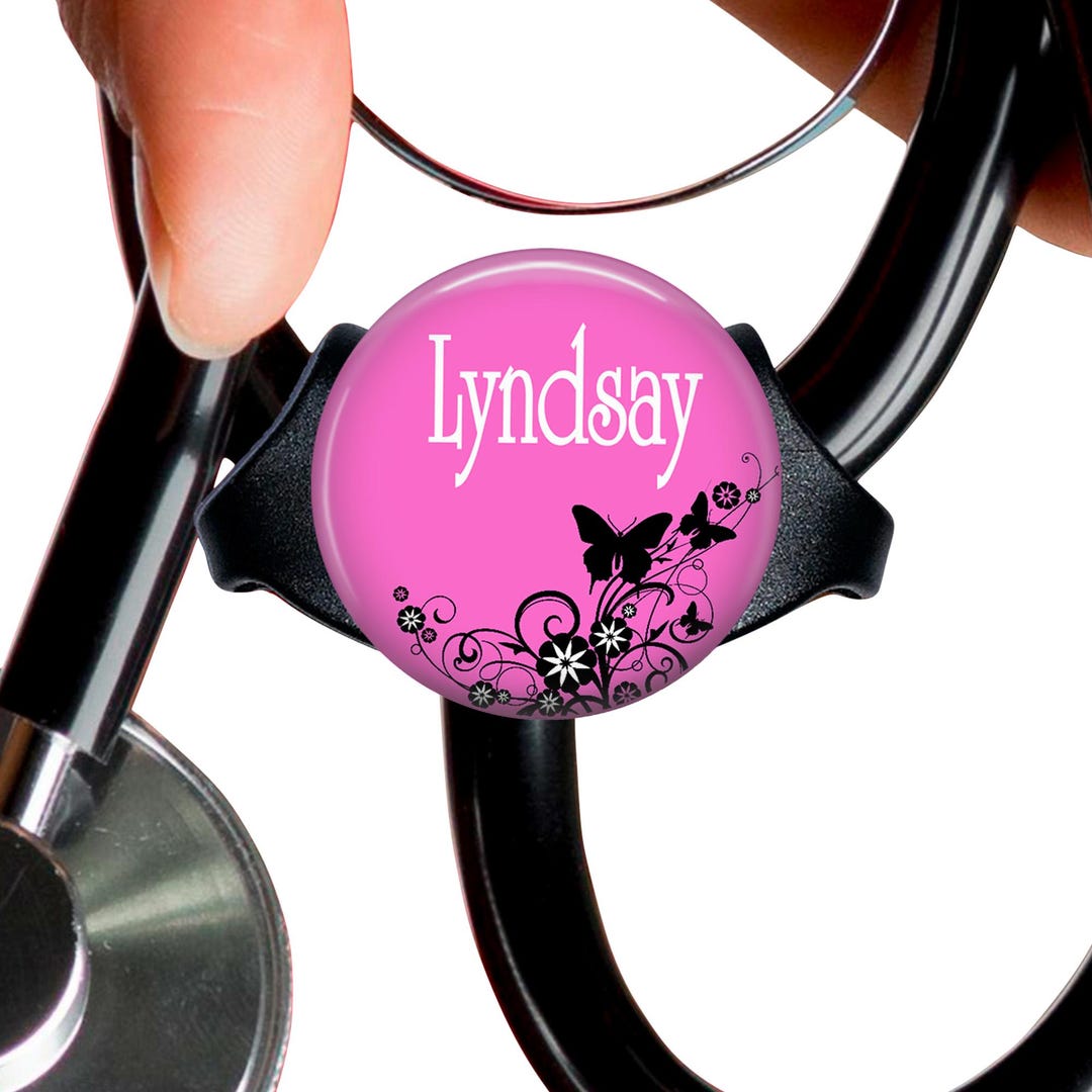 Butterfly Stethoscope Tag Personalized Flowers Stethoscope ID With Name ...