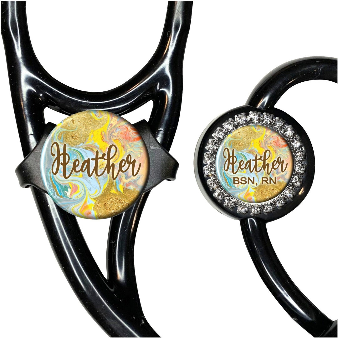 Pastel Swirls Stethoscope Tag - Adjustable Yoke or Tube Id Label ...