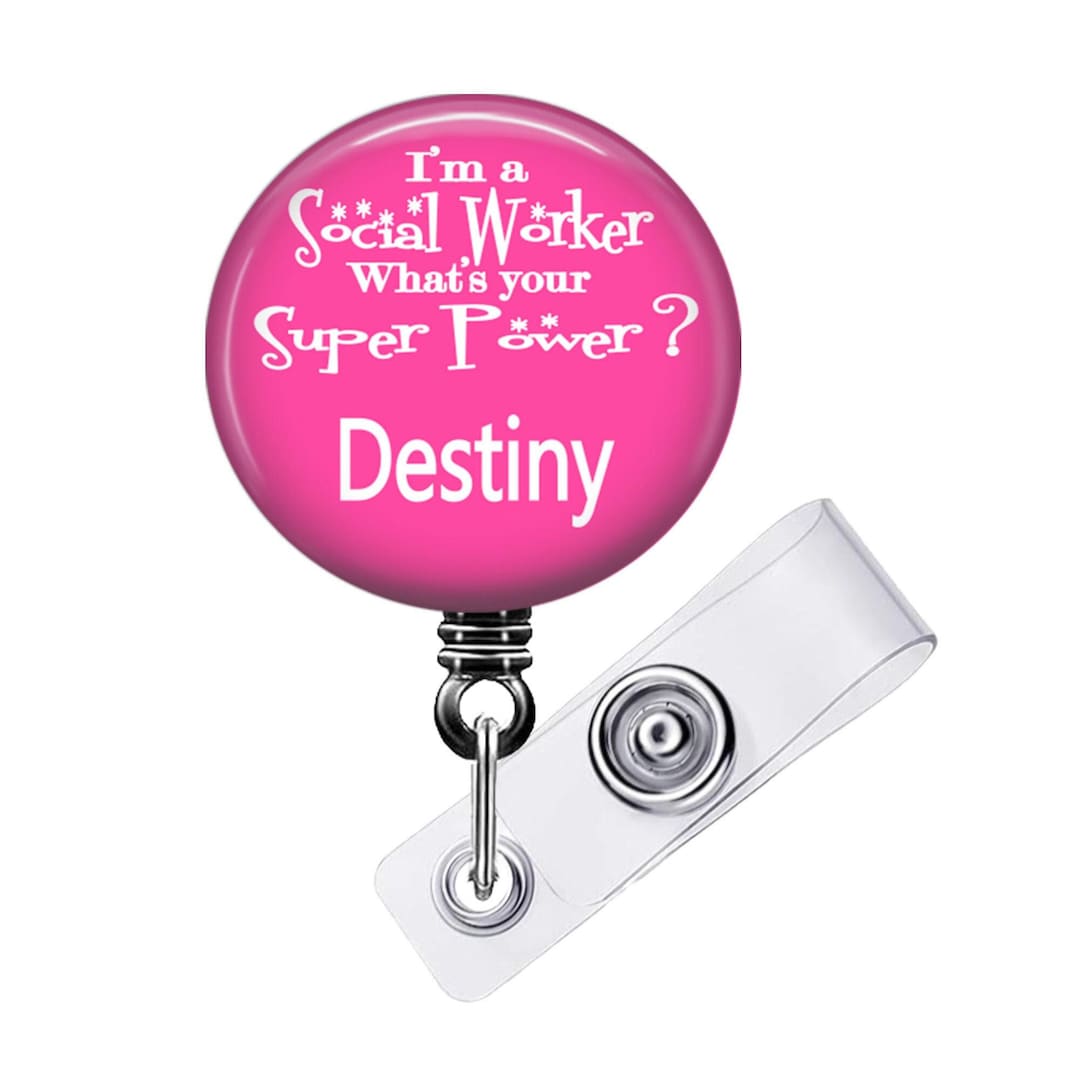 Personalized Social Worker Badge Reel: Super Power Retractable ID ...