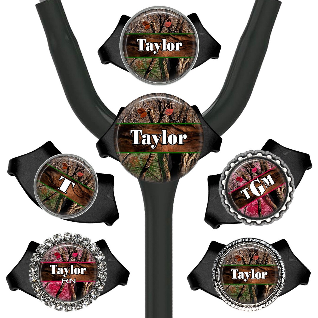 Pink or Green Camouflage Stethoscope Tag - Personalized Hunter ...