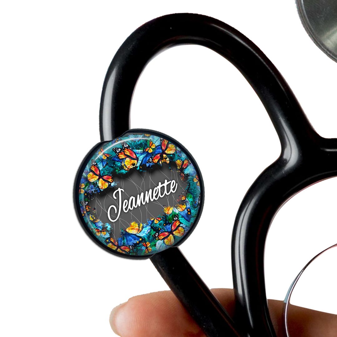 Stethoscope Name Tag: Butterfly Design - Adjustable, Personalized - Etsy