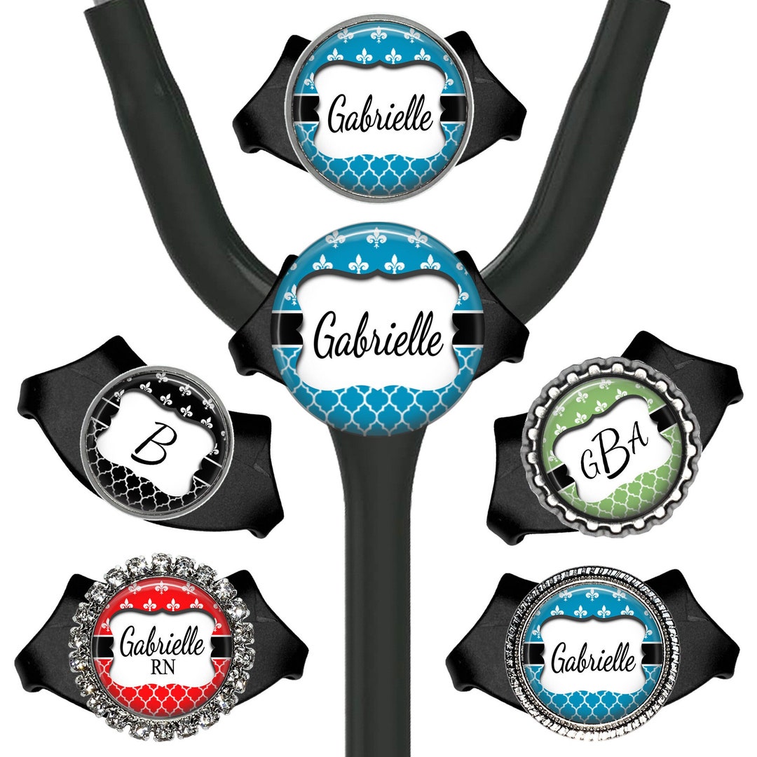 Personalized Stethoscope Name Tag: Fleur Design, Adjustable ID Label - Etsy