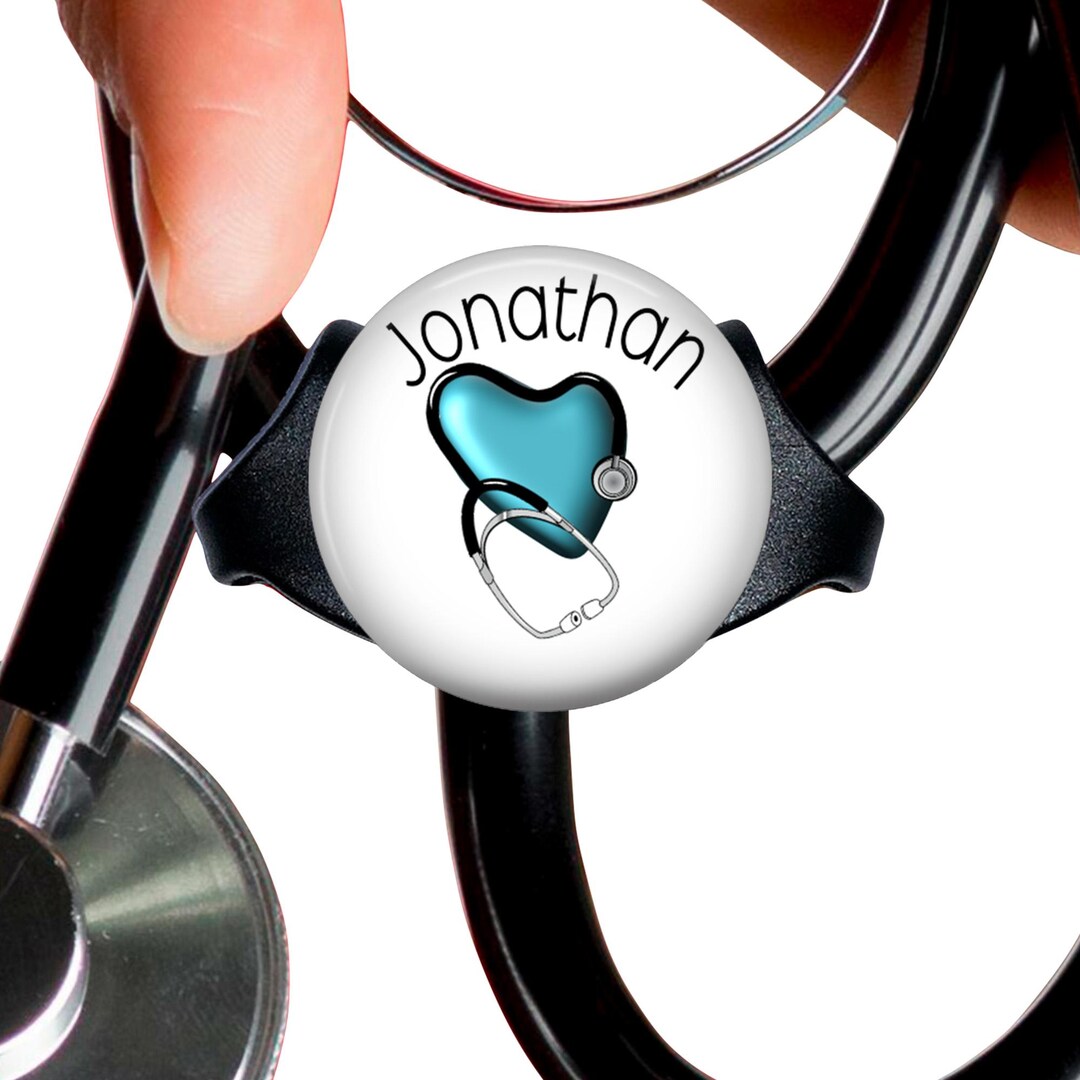 Heart Stethoscope Name Tag Personalized - Adjustable Medical Nurse Yoke ...