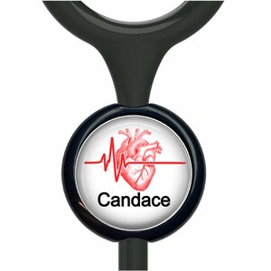 Stethoscope ID Name Tag, Personalized EKG Heart (10 Design Colors ...