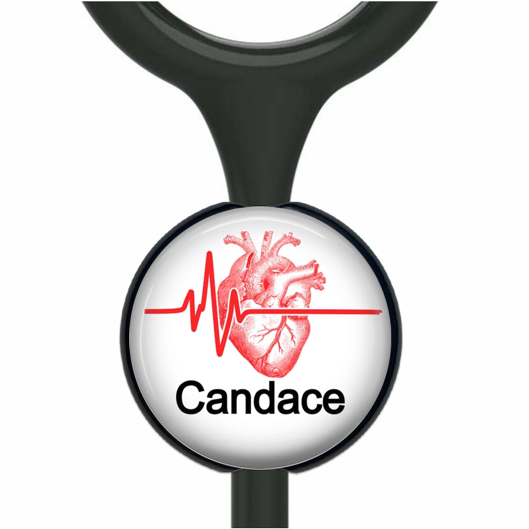 Stethoscope ID Name Tag, Personalized EKG Heart (10 Design Colors ...