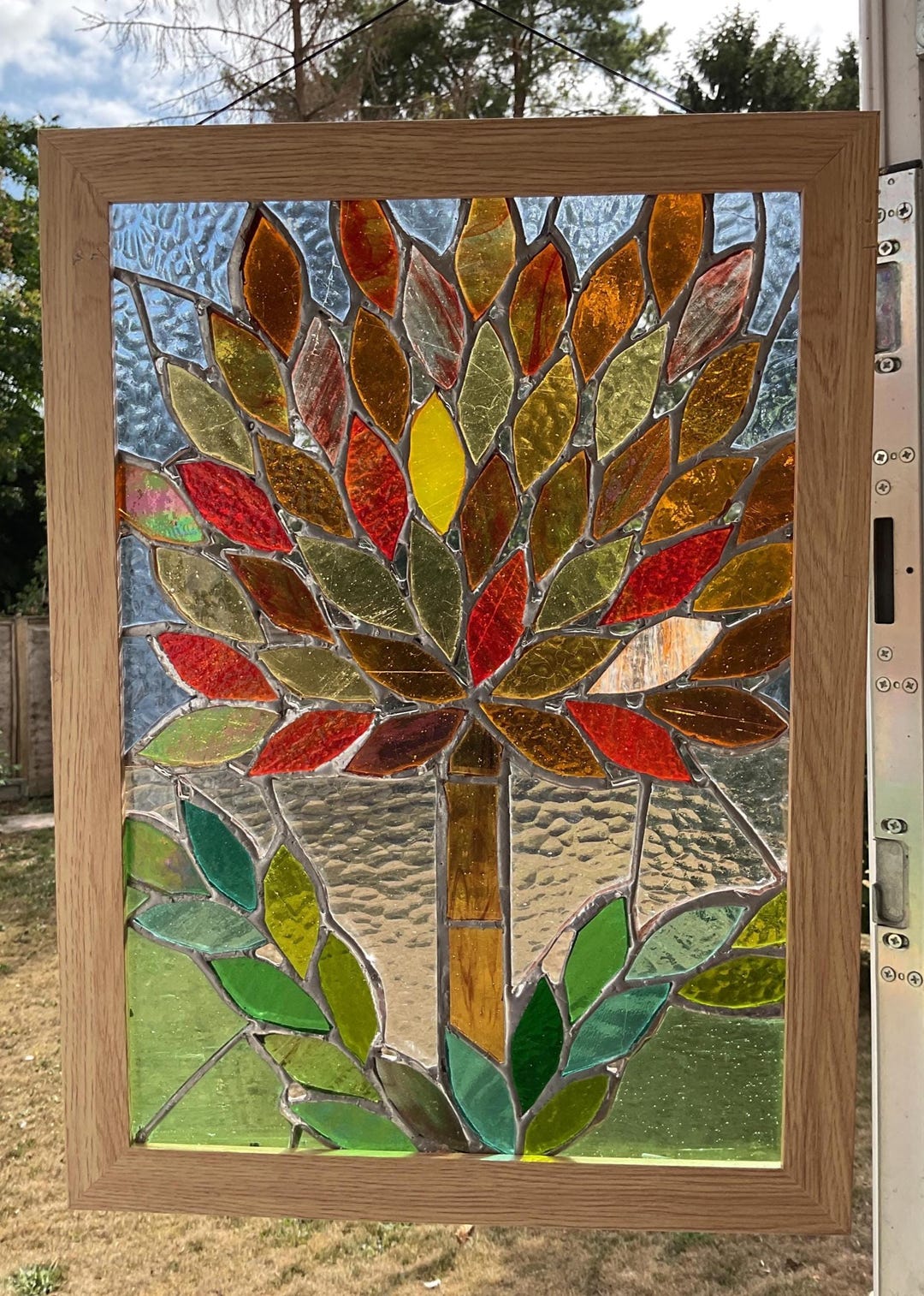 Stained Glass Suncatcher Panel in Frame - 'flame Tree' - A3 Size - Etsy