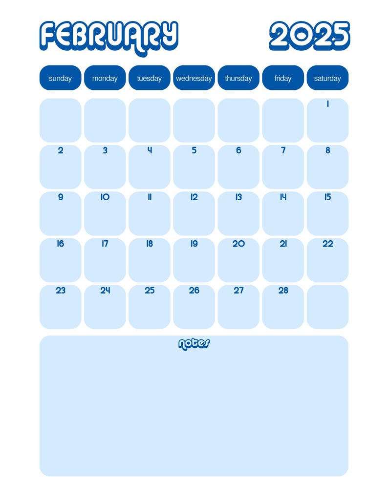 2025 Calendar Printable | Monthly Planner | Blue Aesthetic Calendar ...