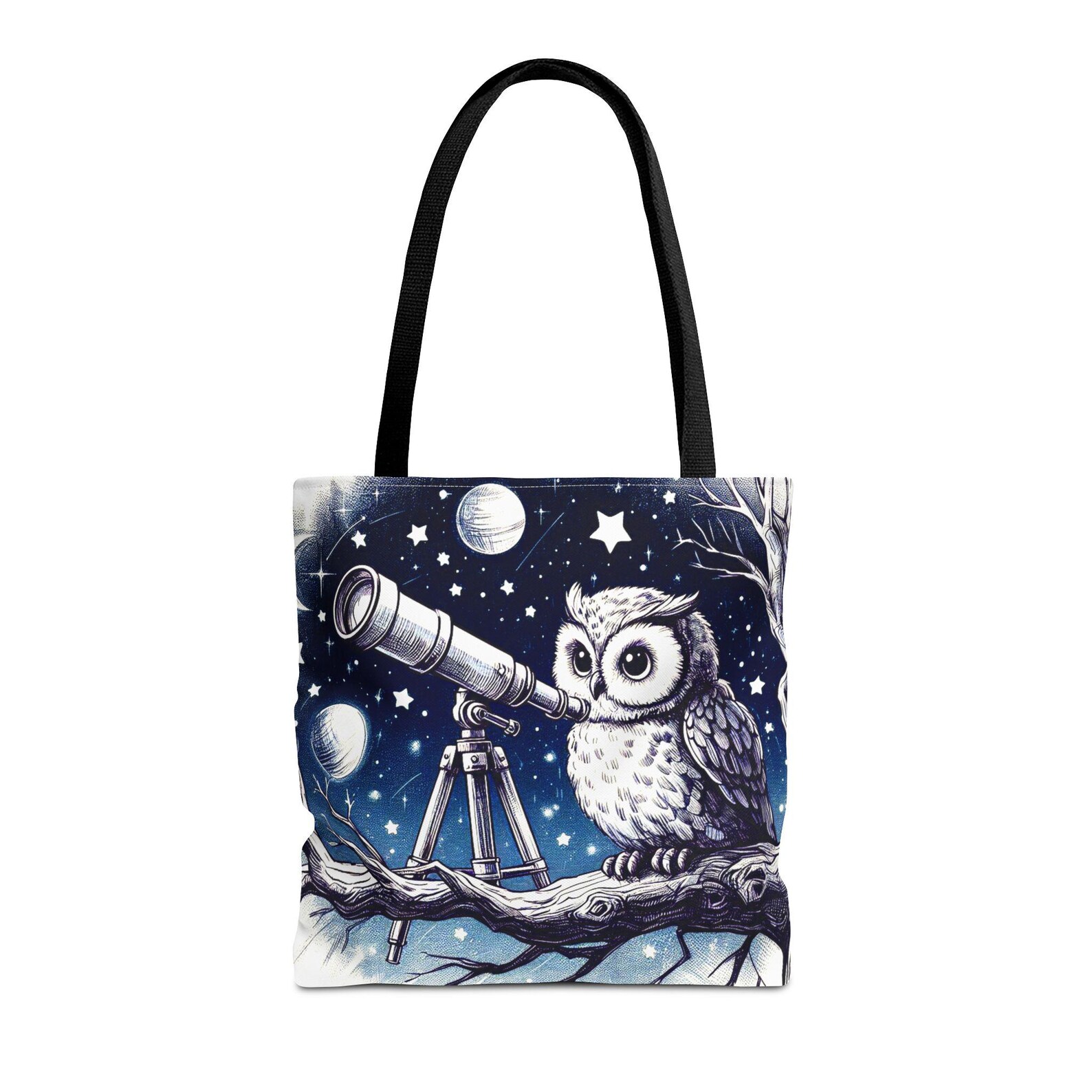Celestial Stargazing Owl Tote Bag Eco-friendly Everyday Bag for Animal ...