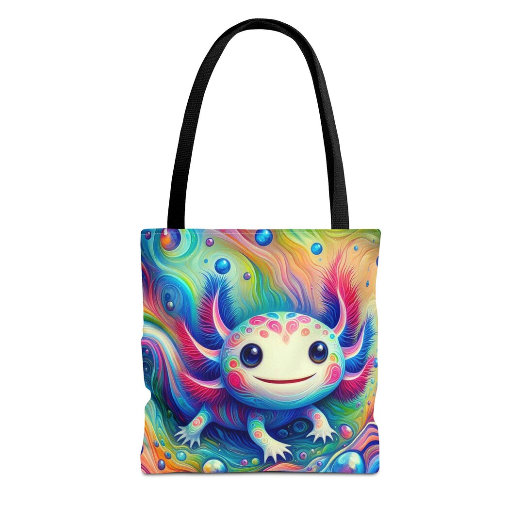 Bright and Colorful Axolotl Tote Bag, Eco-friendly Reusable All Purpose ...