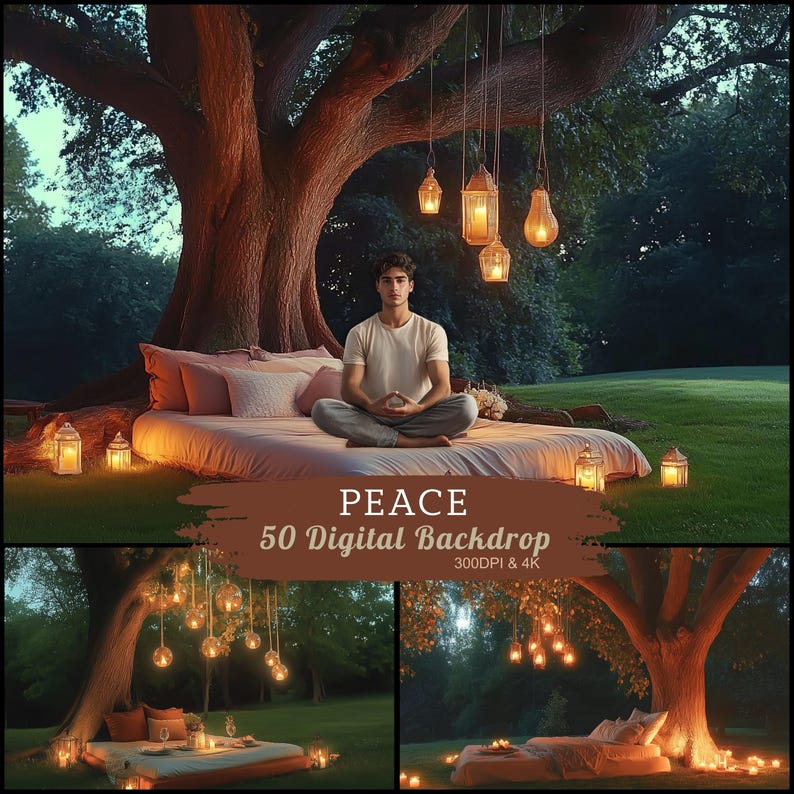 50 Serenity Yoga Backdrop, Digital Background for Meditation & Online ...