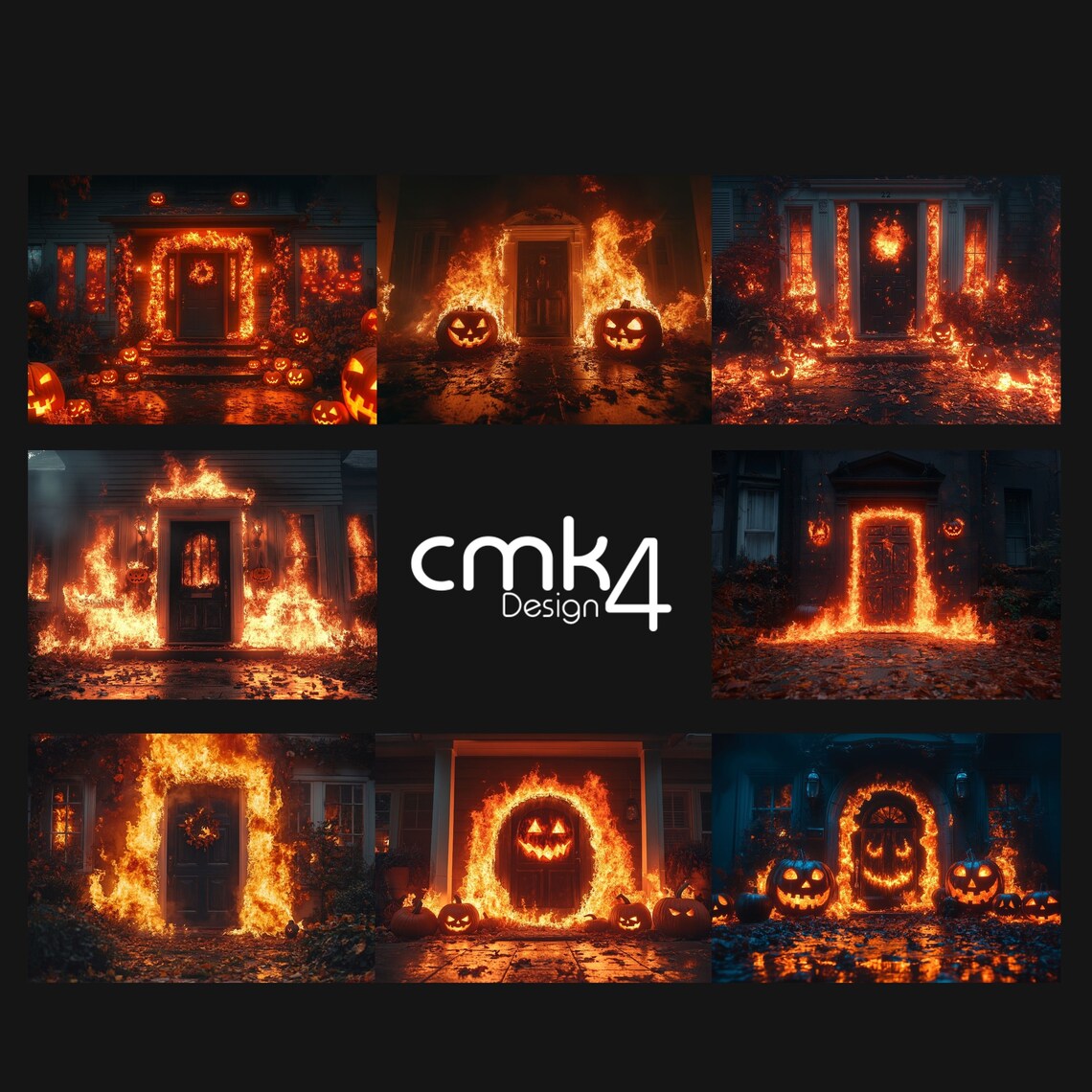 20 Halloween Backdrop Designs for Spooky Decor, Burning Doors & Fiery ...