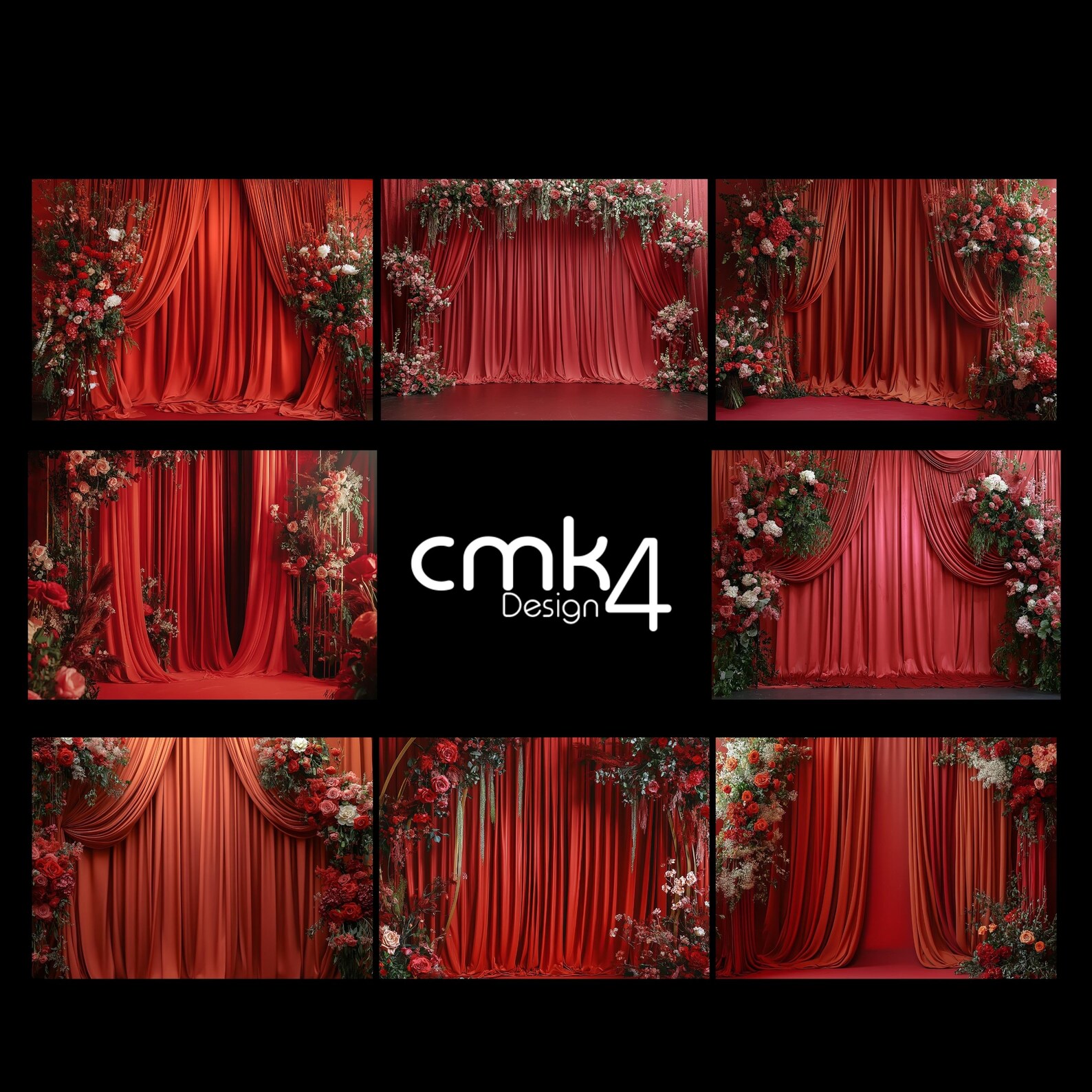40 Red Curtain Wedding Backdrop | Digital Backdrop for Pregnant Photos ...