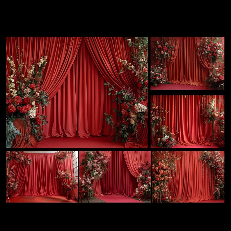 40 Red Curtain Wedding Backdrop | Digital Backdrop for Pregnant Photos ...