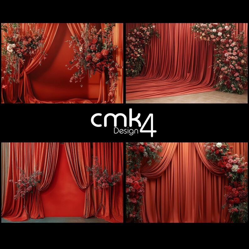 40 Red Curtain Wedding Backdrop | Digital Backdrop for Pregnant Photos ...