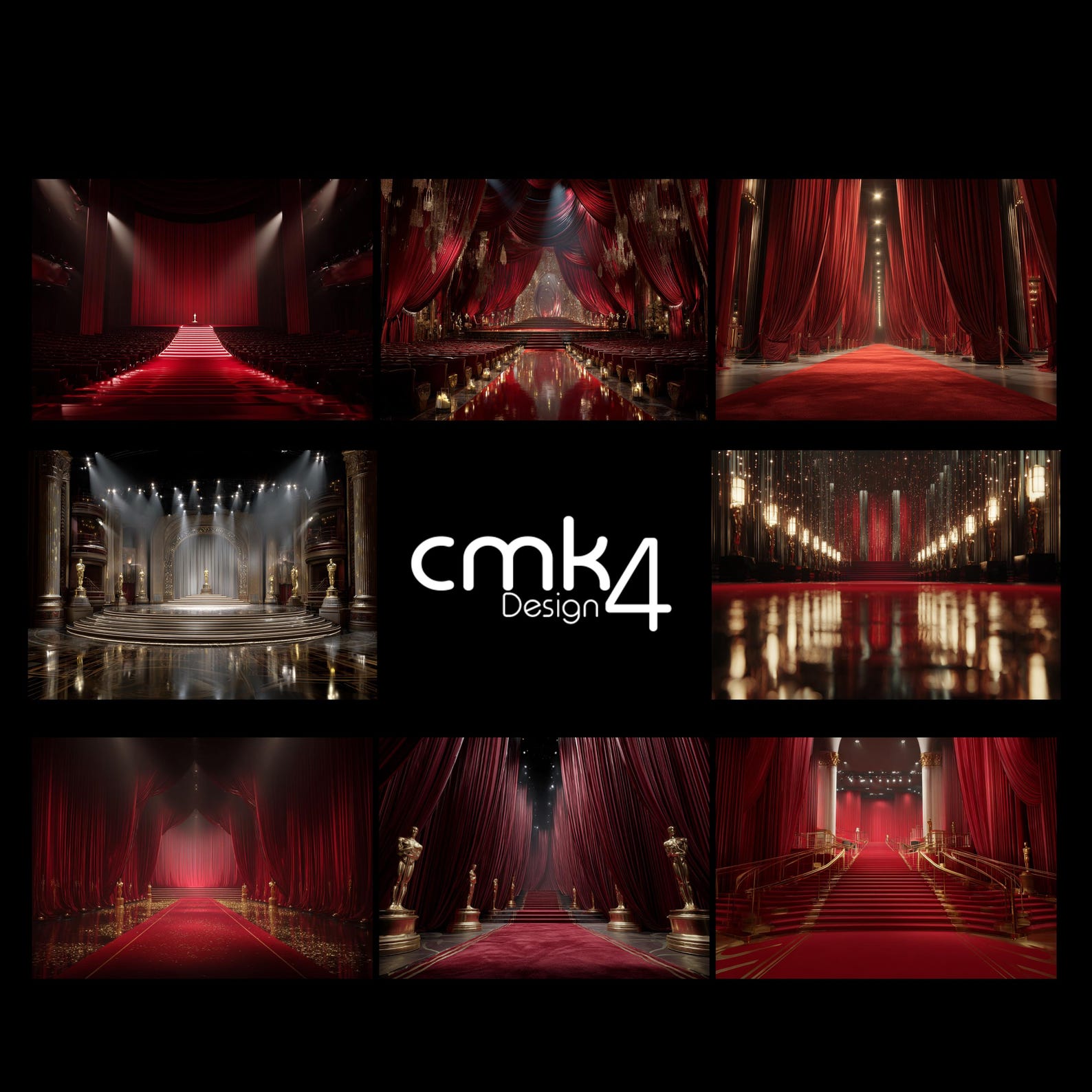 Oscar Ceremony Red Carpet Backdrop: Hollywood Party Decor (32 Digital ...