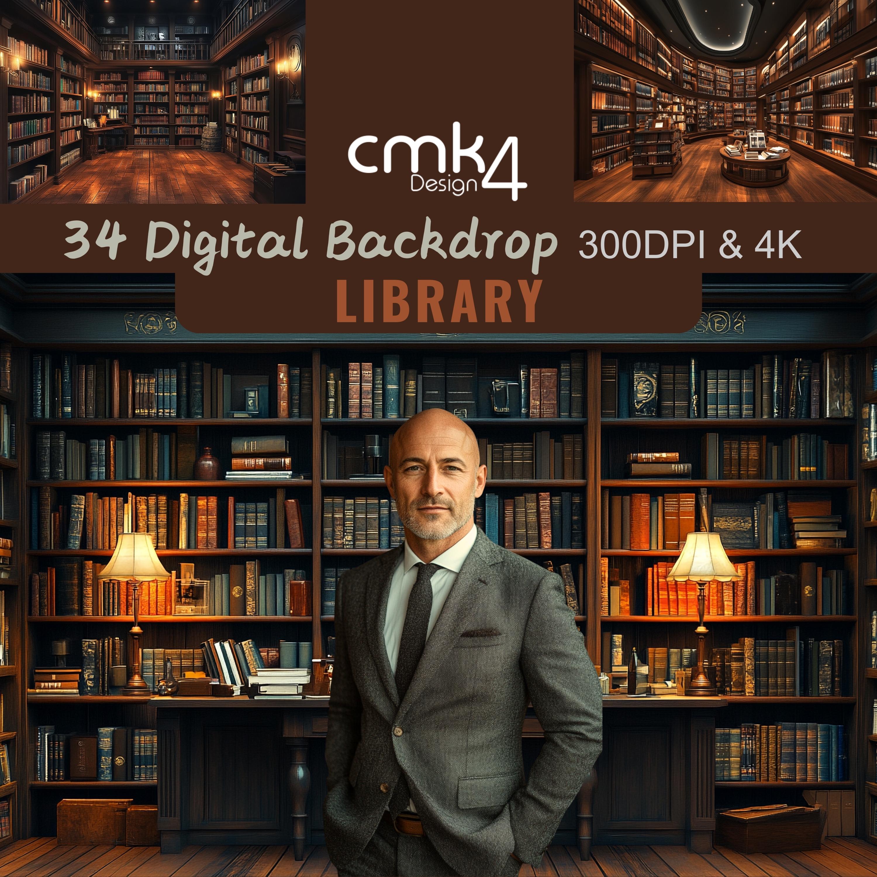 34 Library Backdrops, Backdrops for Corporate Portrait Photo, Zoom ...