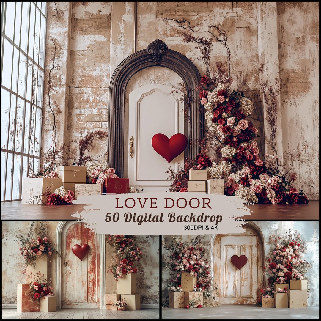 50 Valentine's Day Backdrop - Love Door, Day of Love Photo Background ...