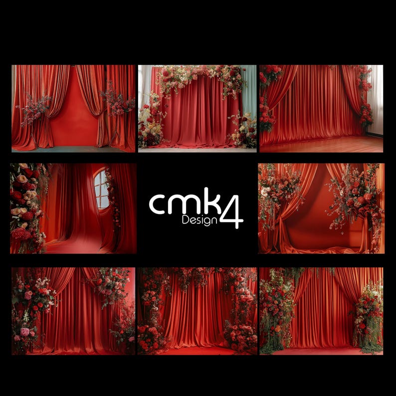 40 Red Curtain Wedding Backdrop | Digital Backdrop for Pregnant Photos ...