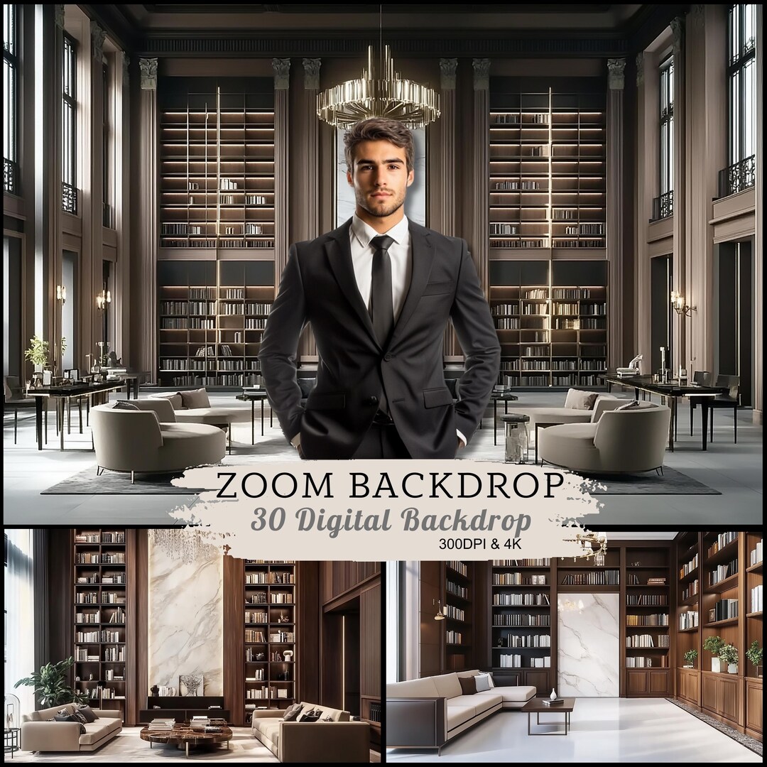 30 Library Backdrops, Backdrops for Corporate Portrait Photo, Zoom ...