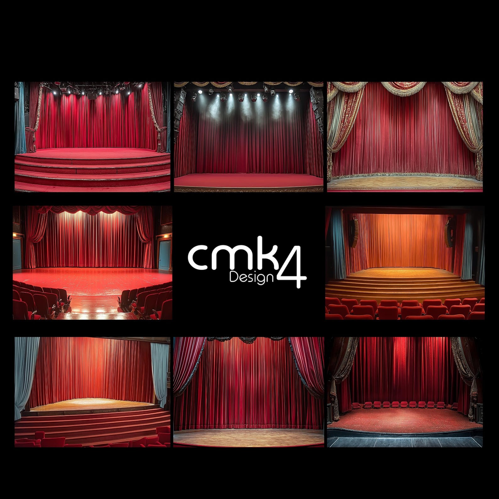 Theater Stage Digital Backdrop: Red Velvet Curtains (4K Image) - Etsy