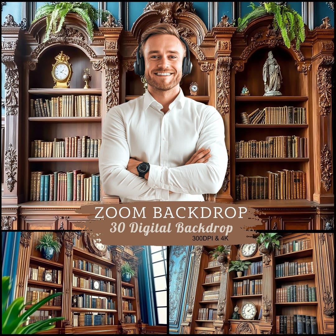 30 Library Backdrops, Backdrops for Corporate Portrait Photo, Zoom ...