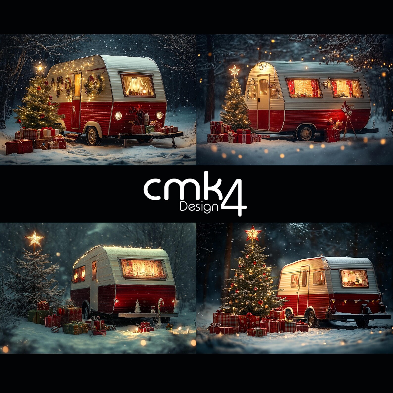 Christmas Caravan Digital Backdrop: Winter Holiday Scene (photoshop ...