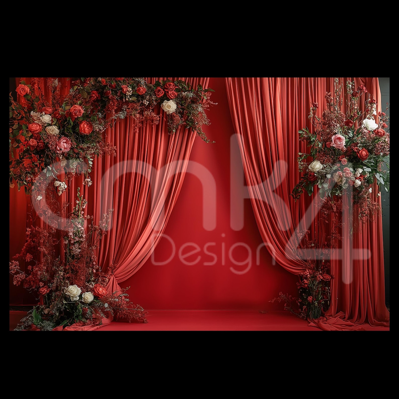 40 Red Curtain Wedding Backdrop | Digital Backdrop for Pregnant Photos ...