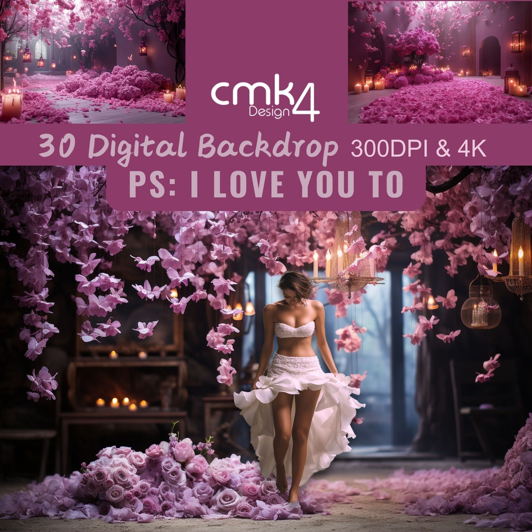 20 I Love You Digital Backdrop Pack | Romantic Designs for Weddings ...