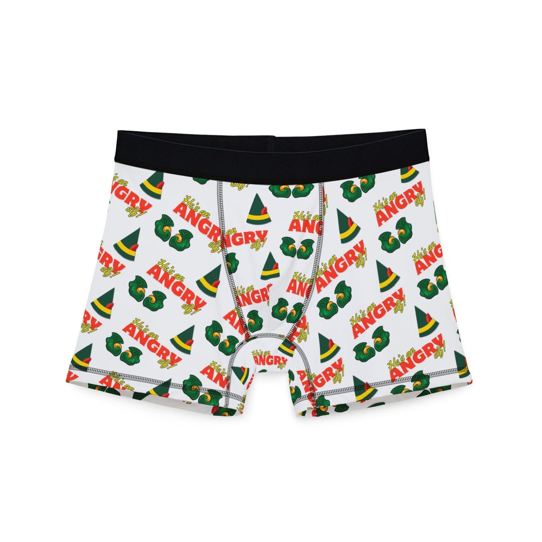 Funny Men's Boxers he's an Angry Elf Print Boxer Shorts for Christmas ...