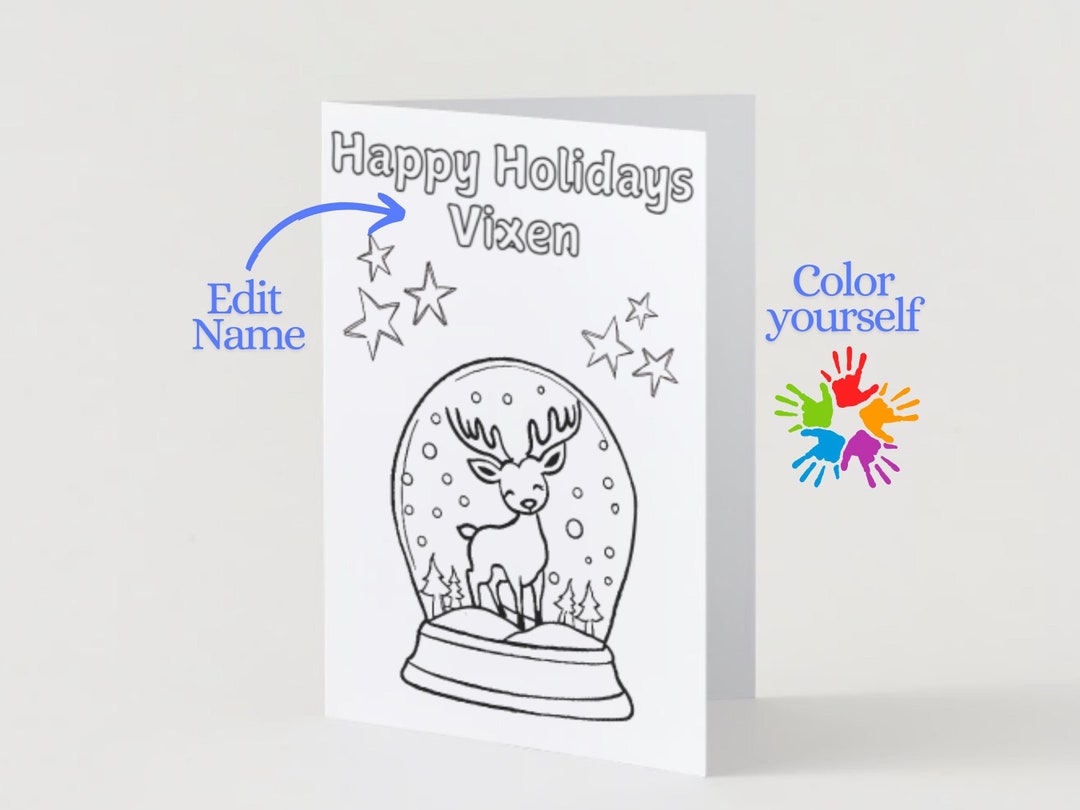 Editable Name Color in Happy Holidays Card, Digital Download, Printable ...