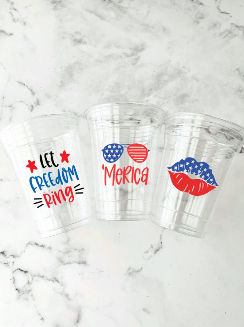 4th of July Party Cups- Independence Day Party Cups - Etsy