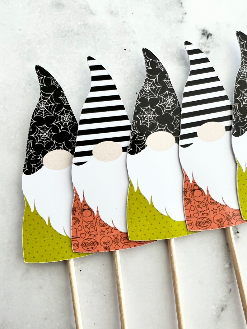 1 Dozen Spooky Gnome Cupcake Picks- First Birthday, Party Decorations ...