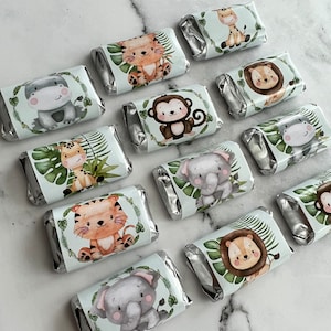 24 Pcs Safari Hershey’s Mini Candy Bars Candy Wrapper Stickers- Party ...