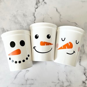 Snowman Party Cups Stadium Cups 16oz Reusable Christmas Party Favors ...