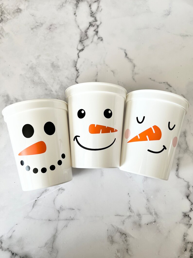 Snowman Party Cups Stadium Cups 16oz Reusable Christmas Party Favors ...