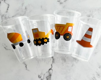 CONSTRUCTION PARTY CUPS Construction Truck Cups Construction - Etsy