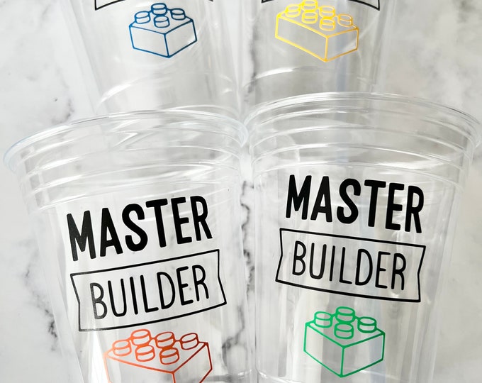 Building Block Themed Party Cups With Straws and Lids - Etsy