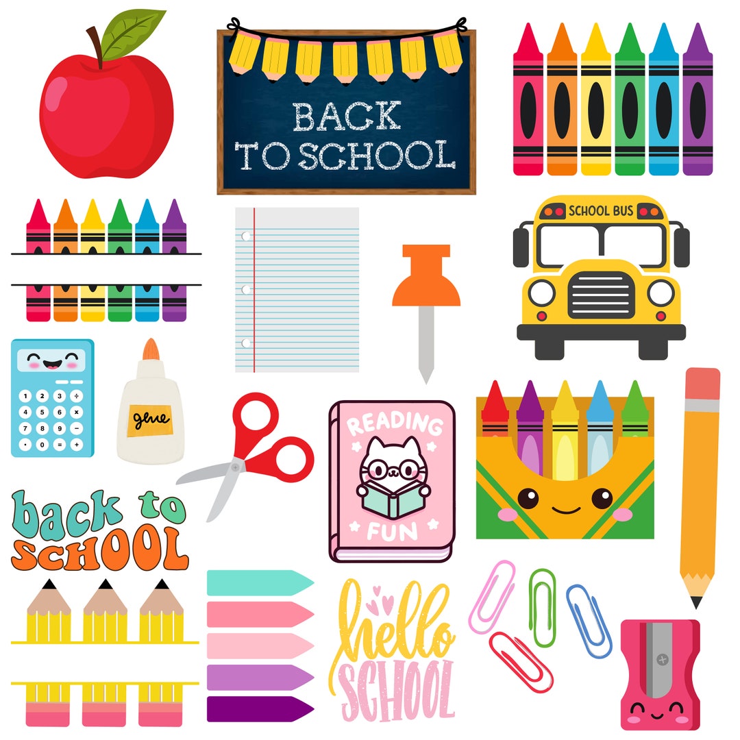 19 Back to School PNG- Digital Download Scrapbooking Crafts - Etsy
