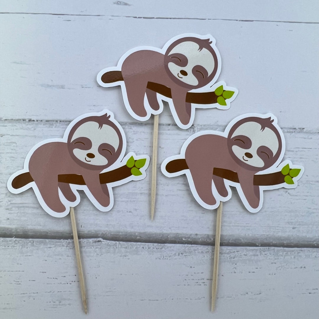 1 Dozen Sloth Cupcake Picks- First Birthday, Party Decorations - Etsy