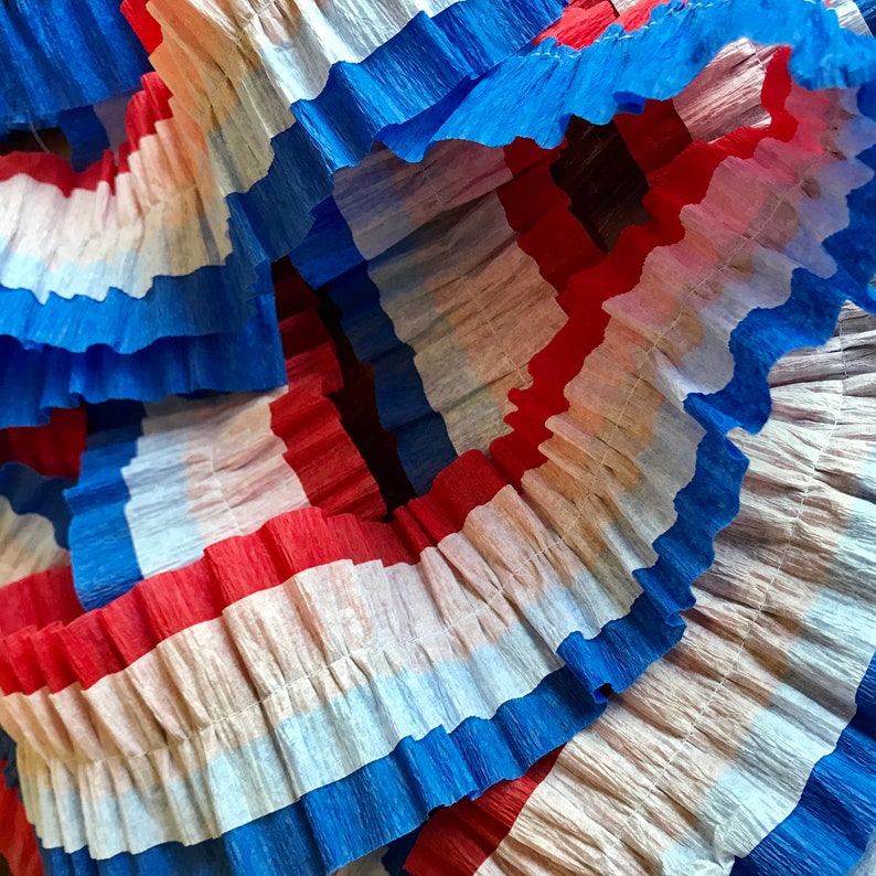 Ruffled Crepe Paper Streamers Party Decorations Red White Etsy
