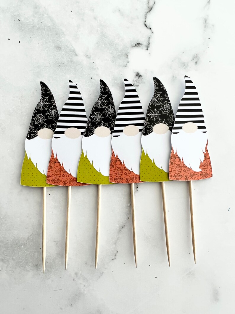 1 Dozen Spooky Gnome Cupcake Picks- First Birthday, Party Decorations ...