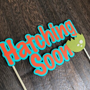 Hatching Soon Cake Topper- Baby Shower, Dinosaur Party - Etsy