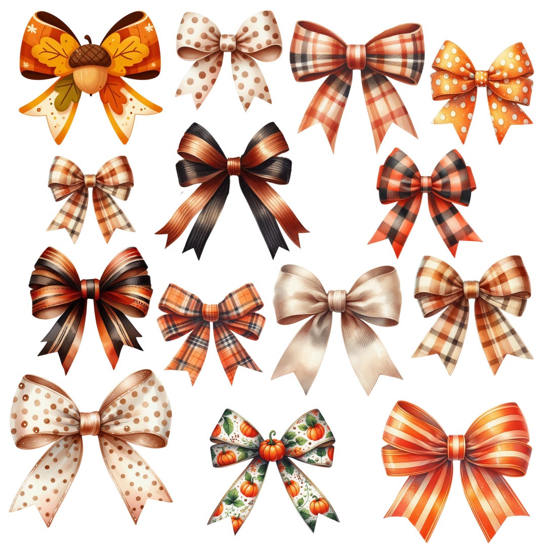 14 Fall Bows PNG- Digital Download Scrapbooking Crafts - Etsy